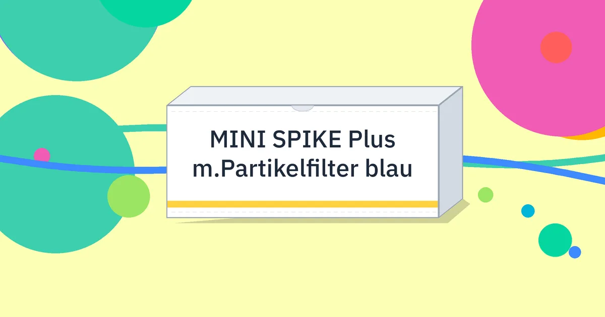 Symbolbild: Packung mit der Aufschrift MINI SPIKE Plus m.Partikelfilter blau (PZN 19702696) – Verfügbarkeit und Bezug in Apotheken in Frankfurt am Main