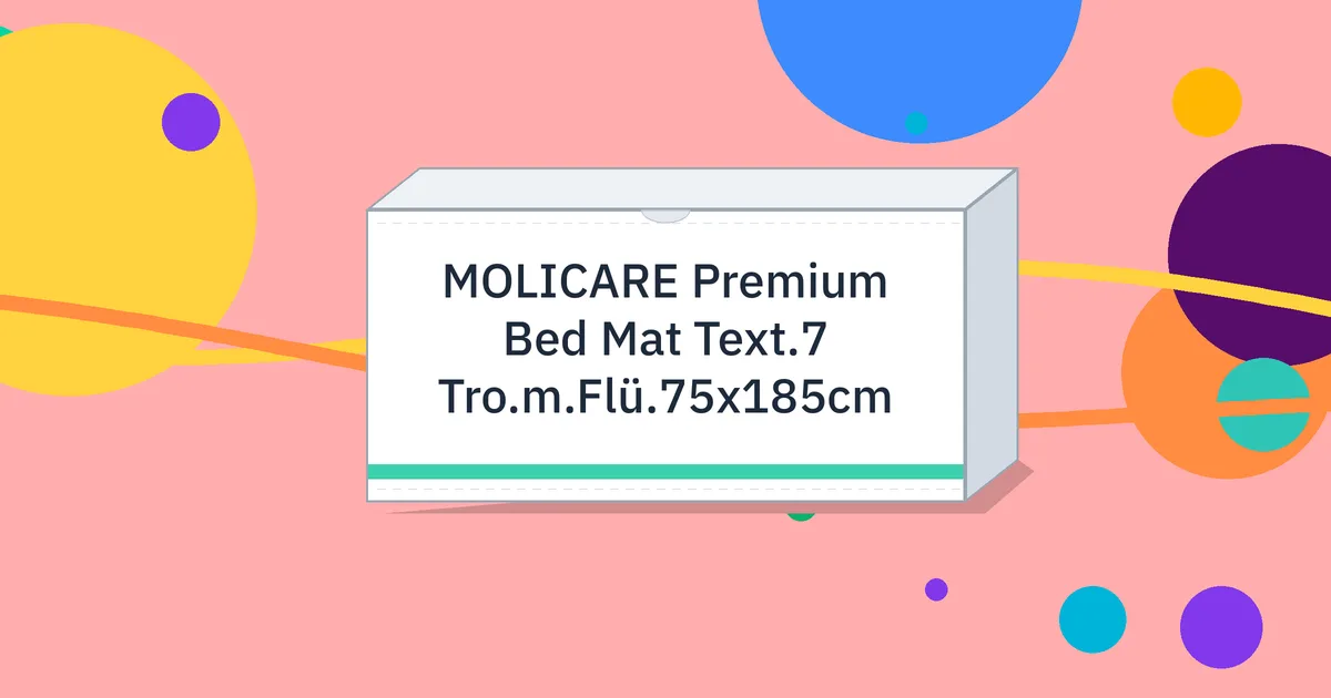 Symbolbild: Packung mit der Aufschrift MOLICARE Premium Bed Mat Text.7 Tro.m.Flü.75x185cm (PZN 16243420) – Verfügbarkeit und Bezug in Apotheken in Frankfurt am Main