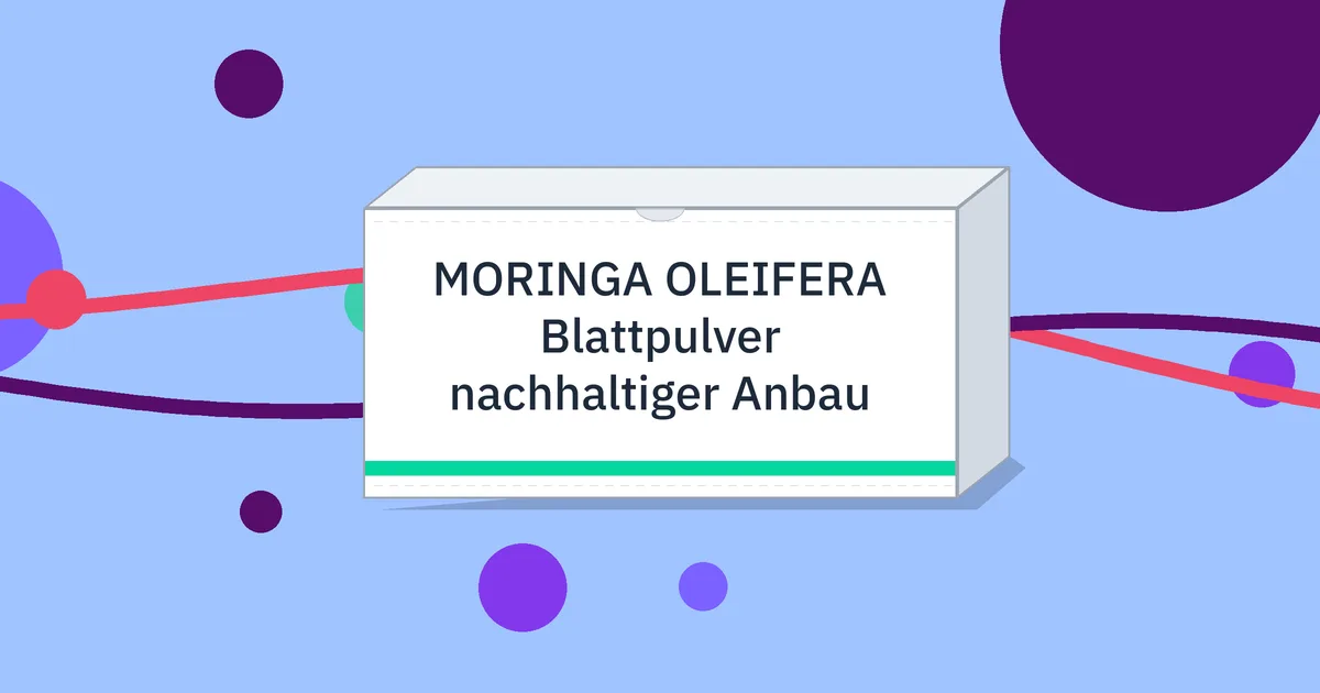 Symbolbild: Packung mit der Aufschrift MORINGA OLEIFERA Blattpulver nachhaltiger Anbau (PZN 10637566) – Verfügbarkeit und Bezug in Apotheken in Frankfurt am Main
