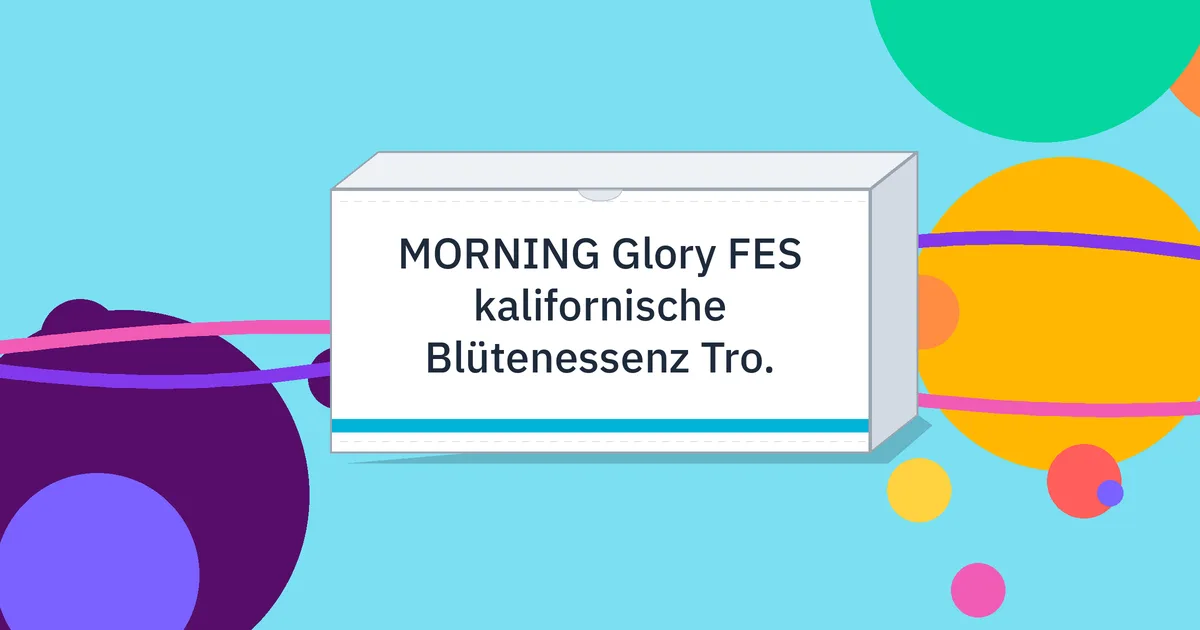Symbolbild: Packung mit der Aufschrift MORNING Glory FES kalifornische Blütenessenz Tro. (PZN 09172493) – Verfügbarkeit und Bezug in Apotheken in Frankfurt am Main
