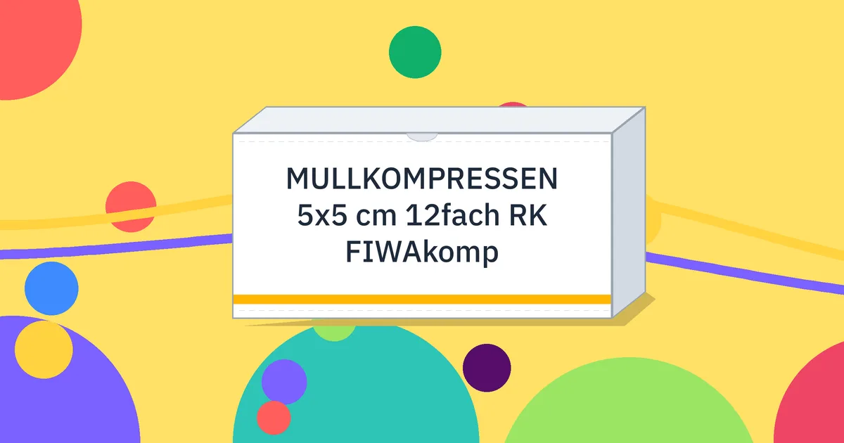 Symbolbild: Packung mit der Aufschrift MULLKOMPRESSEN 5x5 cm 12fach RK FIWAkomp (PZN 11860651) – Verfügbarkeit und Bezug in Apotheken in Frankfurt am Main