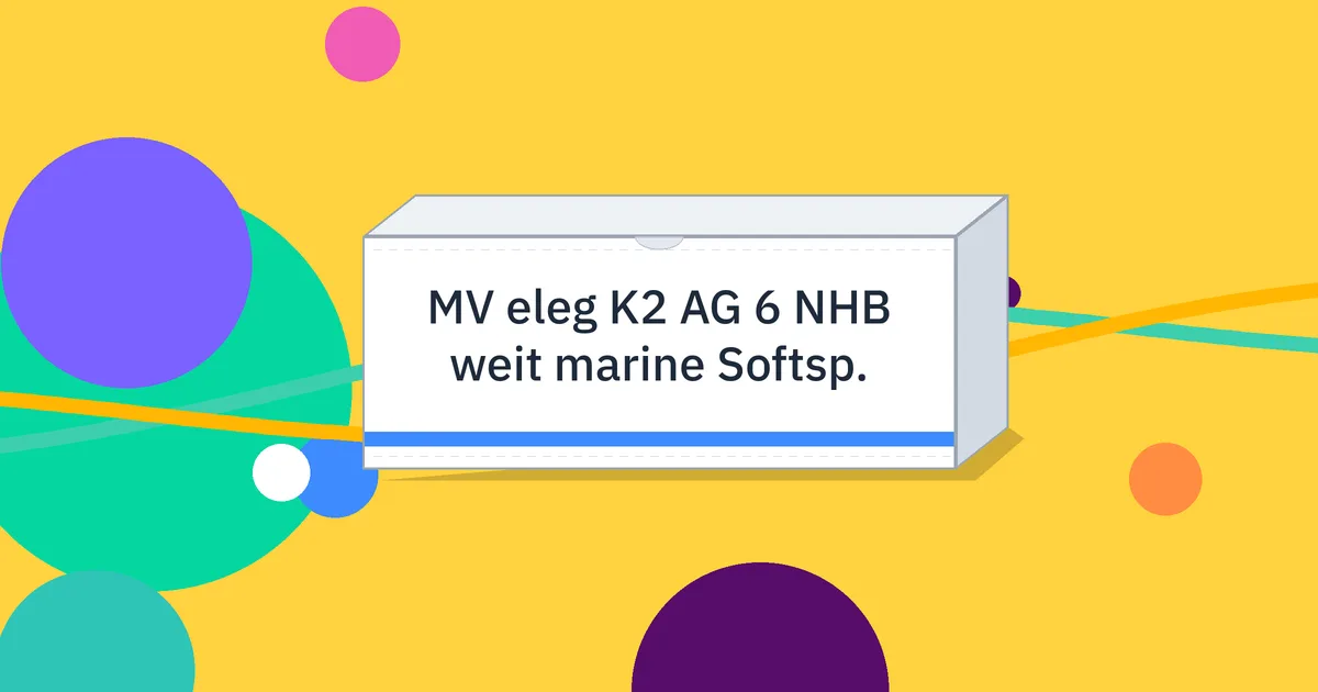 Symbolbild: Packung mit der Aufschrift MV eleg K2 AG 6 NHB weit marine Softsp. (PZN 15729669) – Verfügbarkeit und Bezug in Apotheken in Frankfurt am Main