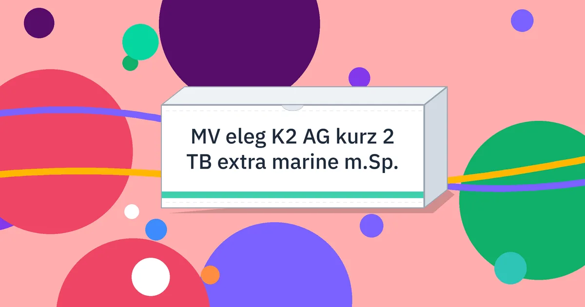 Symbolbild: Packung mit der Aufschrift MV eleg K2 AG kurz 2 TB extra marine m.Sp. (PZN 14605899) – Verfügbarkeit und Bezug in Apotheken in Frankfurt am Main