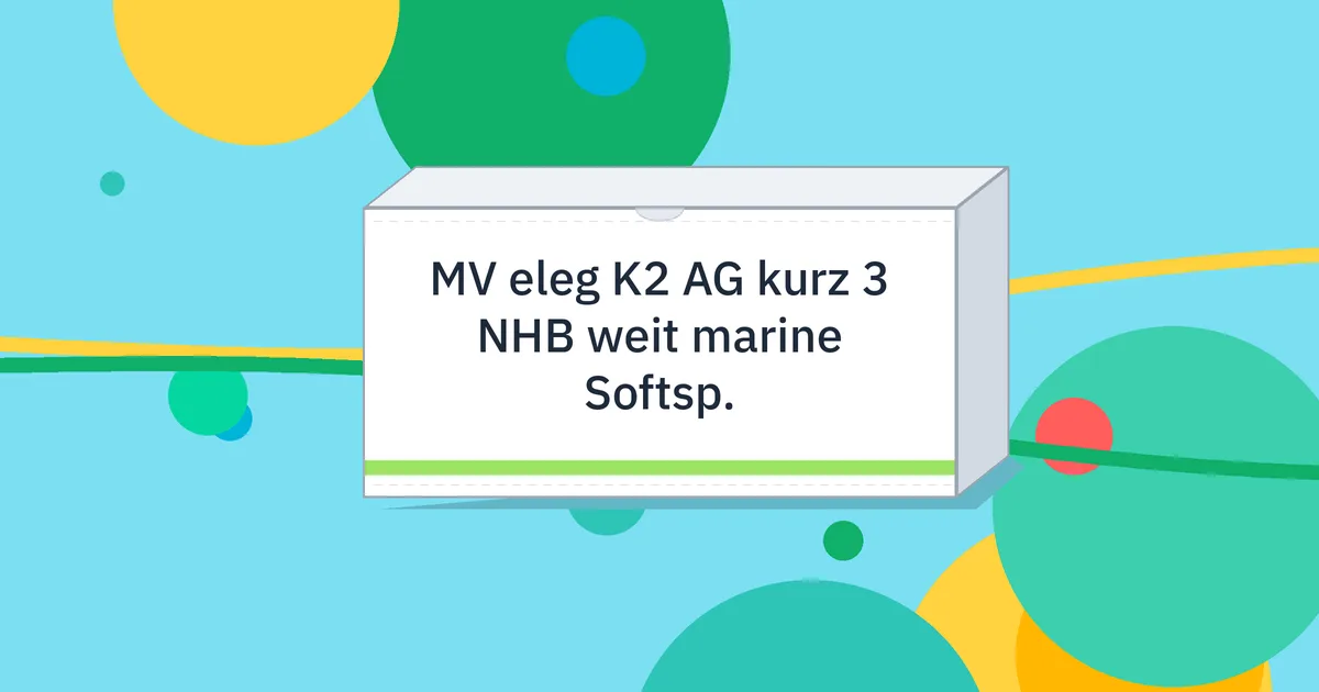 Symbolbild: Packung mit der Aufschrift MV eleg K2 AG kurz 3 NHB weit marine Softsp. (PZN 15715526) – Verfügbarkeit und Bezug in Apotheken in Frankfurt am Main