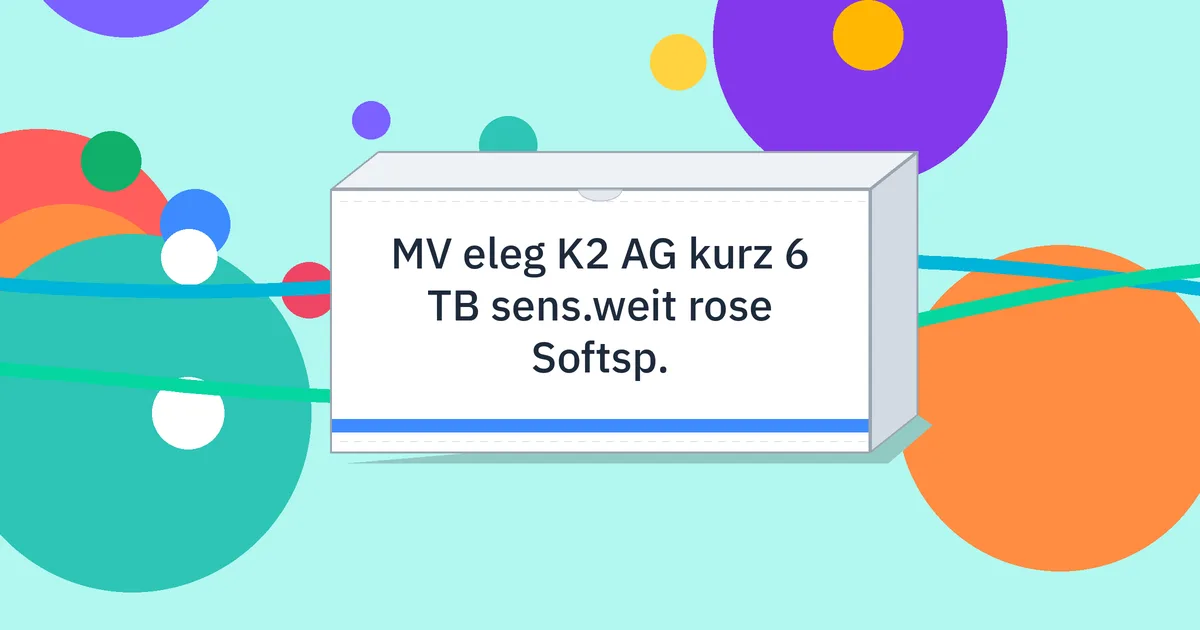 Symbolbild: Packung mit der Aufschrift MV eleg K2 AG kurz 6 TB sens.weit rose Softsp. (PZN 14697571) – Verfügbarkeit und Bezug in Apotheken in Frankfurt am Main