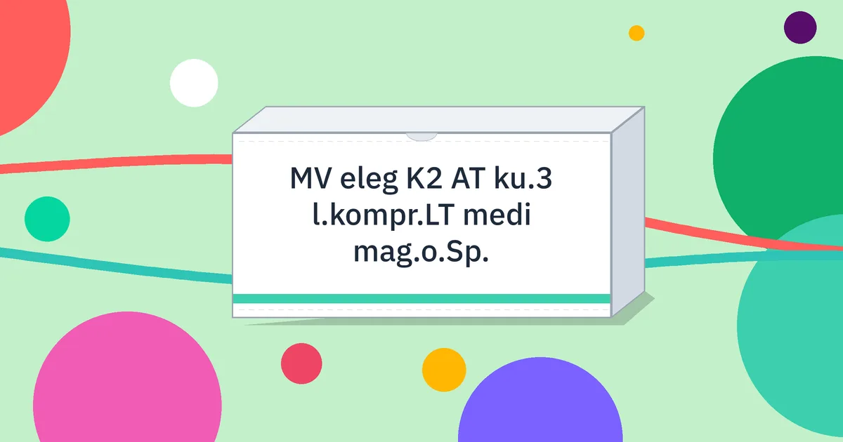 Symbolbild: Packung mit der Aufschrift MV eleg K2 AT ku.3 l.kompr.LT medi mag.o.Sp. (PZN 15287697) – Verfügbarkeit und Bezug in Apotheken in Frankfurt am Main