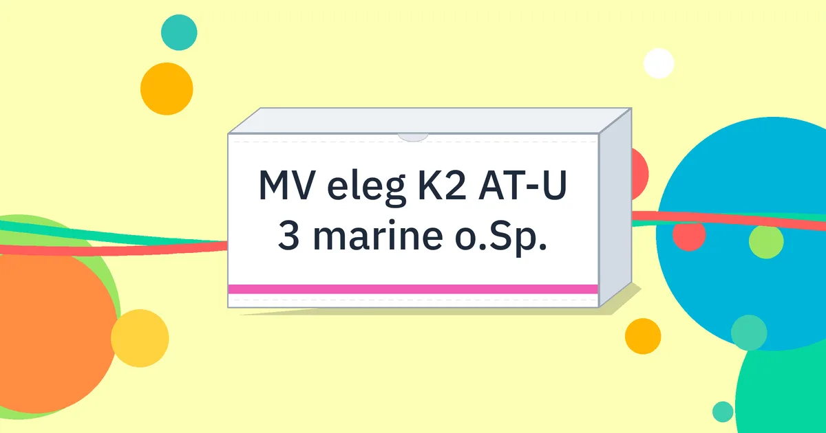 Symbolbild: Packung mit der Aufschrift MV eleg K2 AT-U 3 marine o.Sp. (PZN 15290794) – Verfügbarkeit und Bezug in Apotheken in Frankfurt am Main