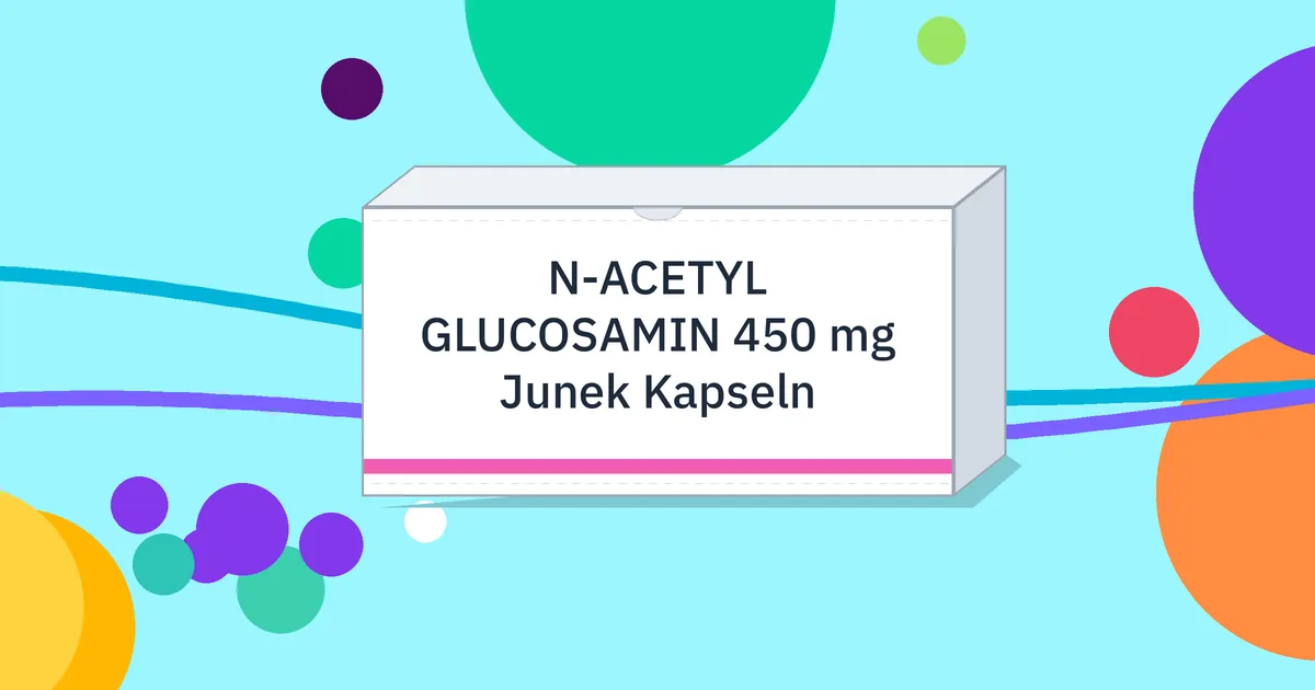 Symbolbild: Packung mit der Aufschrift N-ACETYL GLUCOSAMIN 450 mg Junek Kapseln (PZN 07594793) – Verfügbarkeit und Bezug in Apotheken in Frankfurt am Main