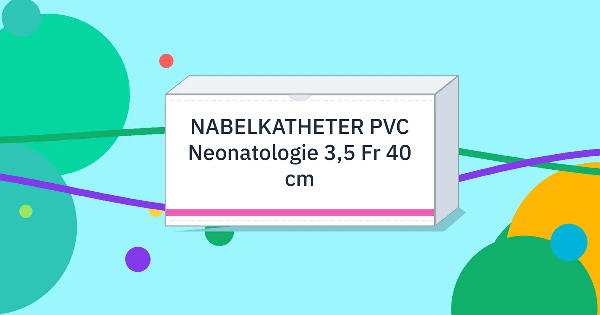 Symbolbild: Packung mit der Aufschrift NABELKATHETER PVC Neonatologie 3,5 Fr 40 cm (PZN 09380665) – Verfügbarkeit und Bezug in Apotheken in Frankfurt am Main