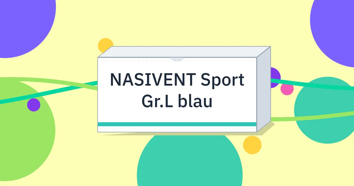 Symbolbild: Packung mit der Aufschrift NASIVENT Sport Gr.L blau (PZN 16882901) – Verfügbarkeit und Bezug in Apotheken in Frankfurt am Main