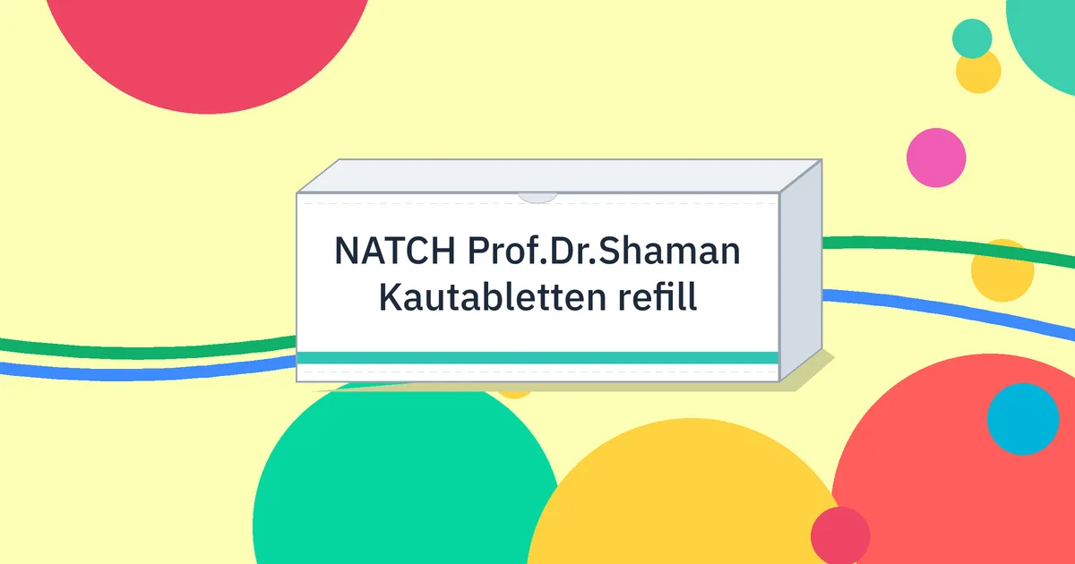 Symbolbild: Packung mit der Aufschrift NATCH Prof.Dr.Shaman Kautabletten refill (PZN 20206896) – Verfügbarkeit und Bezug in Apotheken in Frankfurt am Main