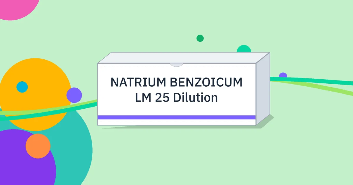 Symbolbild: Packung mit der Aufschrift NATRIUM BENZOICUM LM 25 Dilution (PZN 12959972) – Verfügbarkeit und Bezug in Apotheken in Frankfurt am Main