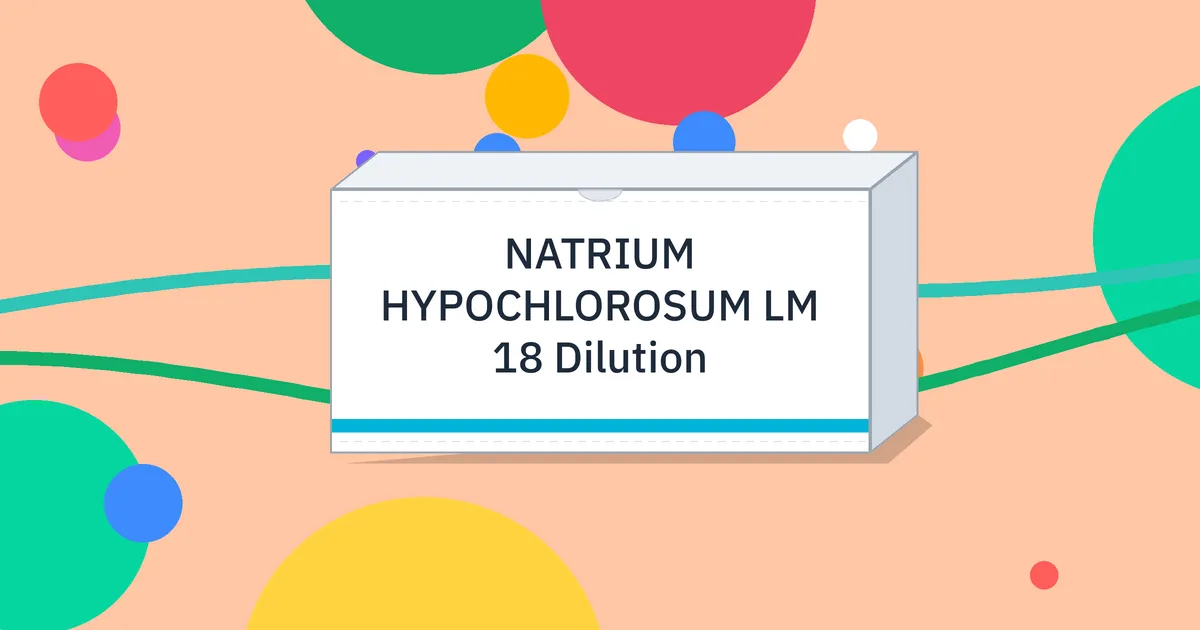 Symbolbild: Packung mit der Aufschrift NATRIUM HYPOCHLOROSUM LM 18 Dilution (PZN 12963028) – Verfügbarkeit und Bezug in Apotheken in Frankfurt am Main