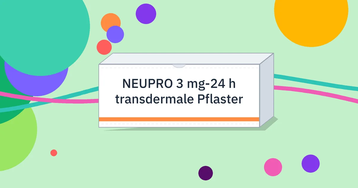 Symbolbild: Packung mit der Aufschrift NEUPRO 3 mg-24 h transdermale Pflaster (PZN 11052603) – Verfügbarkeit und Bezug in Apotheken in Frankfurt am Main