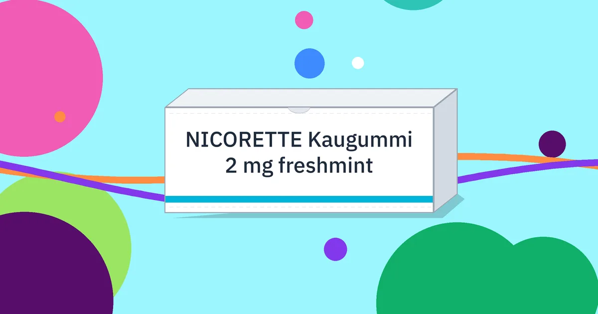 Symbolbild: Packung mit der Aufschrift NICORETTE Kaugummi 2 mg freshmint (PZN 14417063) – Verfügbarkeit und Bezug in Apotheken in Frankfurt am Main