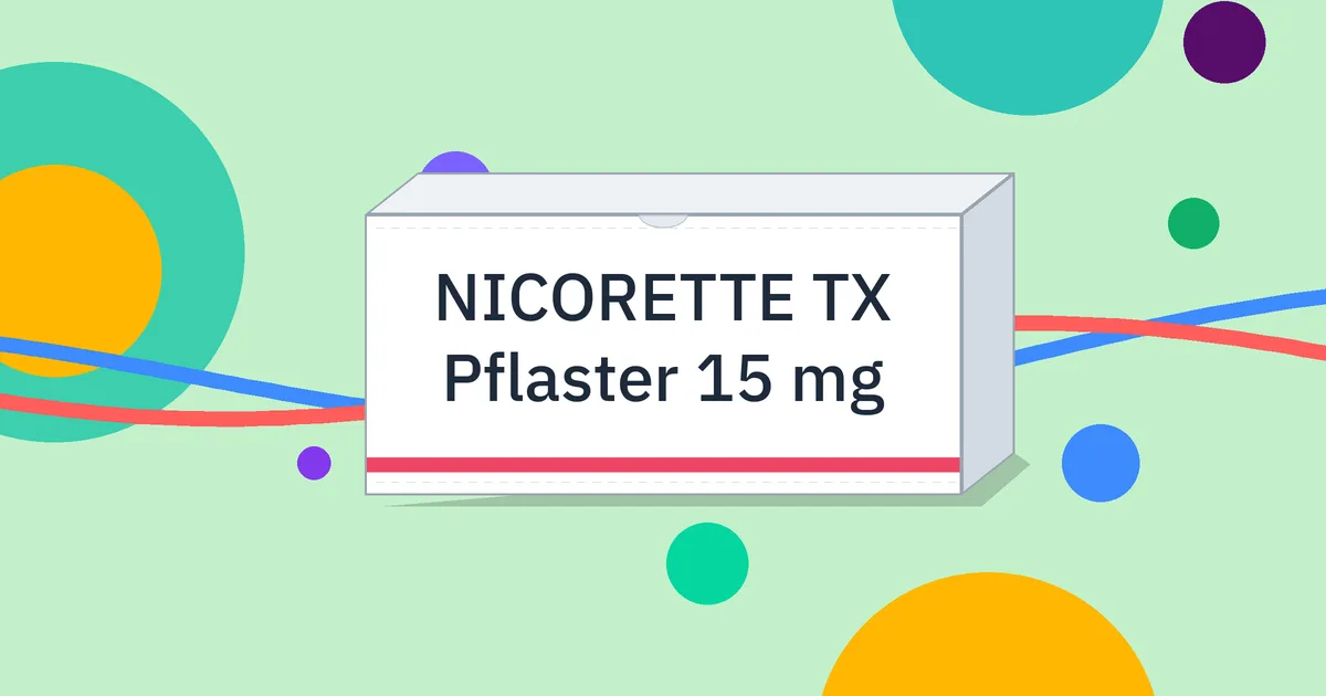 Symbolbild: Packung mit der Aufschrift NICORETTE TX Pflaster 15 mg (PZN 12572322) – Verfügbarkeit und Bezug in Apotheken in Frankfurt am Main