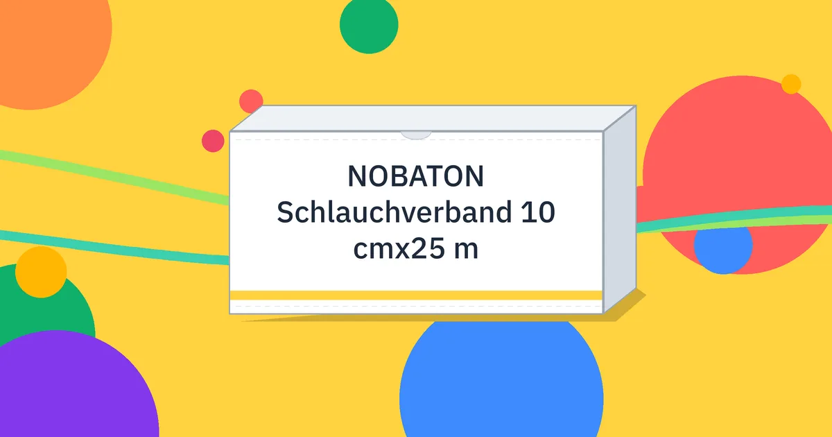 Symbolbild: Packung mit der Aufschrift NOBATON Schlauchverband 10 cmx25 m (PZN 00059542) – Verfügbarkeit und Bezug in Apotheken in Frankfurt am Main