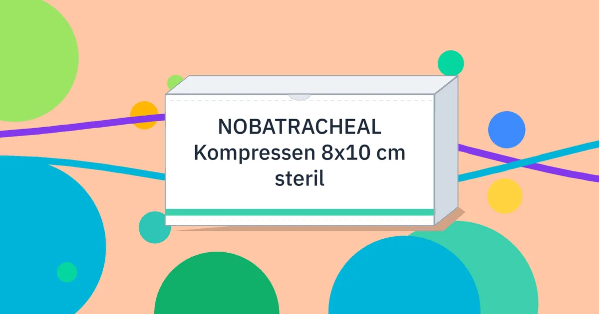 Symbolbild: Packung mit der Aufschrift NOBATRACHEAL Kompressen 8x10 cm steril (PZN 06469583) – Verfügbarkeit und Bezug in Apotheken in Frankfurt am Main