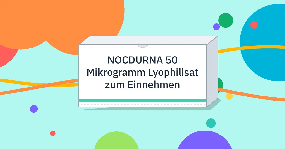 Symbolbild: Packung mit der Aufschrift NOCDURNA 50 Mikrogramm Lyophilisat zum Einnehmen (PZN 12511444) – Verfügbarkeit und Bezug in Apotheken in Frankfurt am Main
