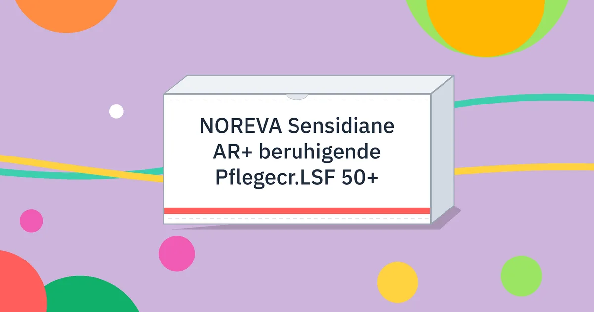 Symbolbild: Packung mit der Aufschrift NOREVA Sensidiane AR+ beruhigende Pflegecr.LSF 50+ (PZN 20646081) – Verfügbarkeit und Bezug in Apotheken in Frankfurt am Main
