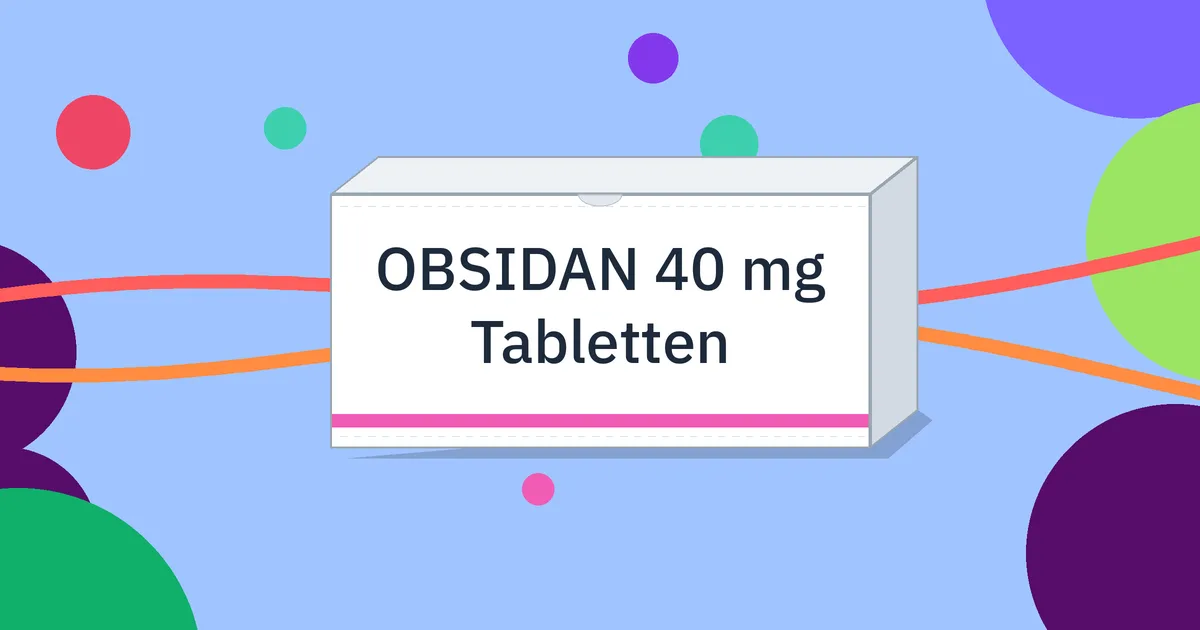 Symbolbild: Packung mit der Aufschrift OBSIDAN 40 mg Tabletten (PZN 04266953) – Verfügbarkeit und Bezug in Apotheken in Frankfurt am Main
