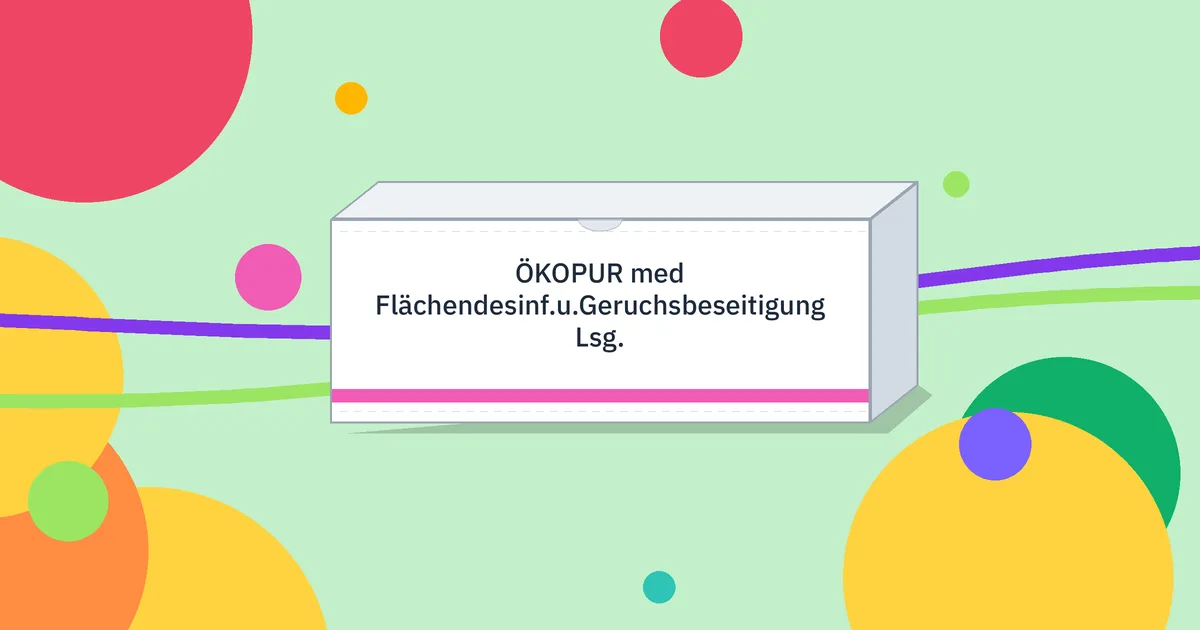 Symbolbild: Packung mit der Aufschrift ÖKOPUR med Flächendesinf.u.Geruchsbeseitigung Lsg. (PZN 16668088) – Verfügbarkeit und Bezug in Apotheken in Frankfurt am Main