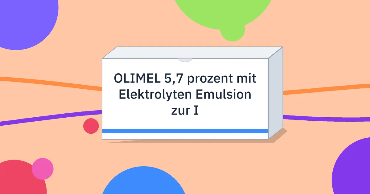 Symbolbild: Packung mit der Aufschrift OLIMEL 5,7 prozent mit Elektrolyten Emulsion zur I (PZN 17450316) – Verfügbarkeit und Bezug in Apotheken in Frankfurt am Main