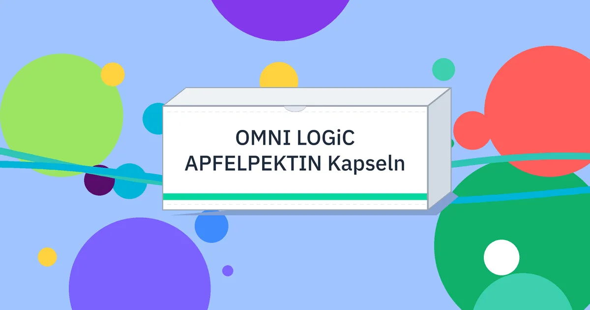 Symbolbild: Packung mit der Aufschrift OMNI LOGiC APFELPEKTIN Kapseln (PZN 11678662) – Verfügbarkeit und Bezug in Apotheken in Frankfurt am Main
