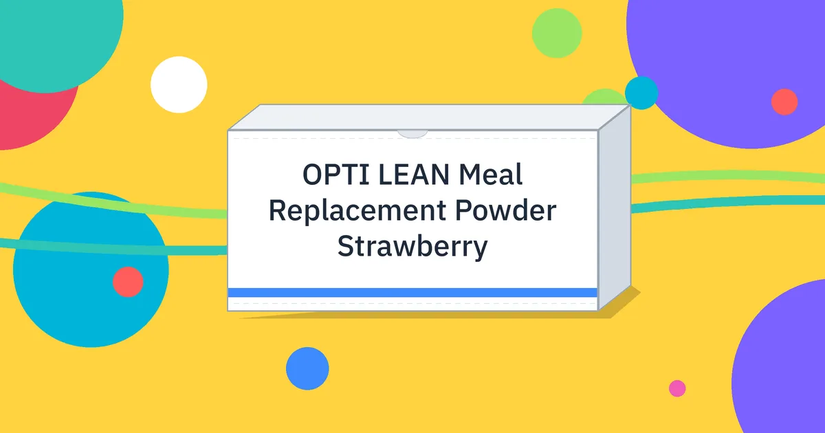 Symbolbild: Packung mit der Aufschrift OPTI LEAN Meal Replacement Powder Strawberry (PZN 13585002) – Verfügbarkeit und Bezug in Apotheken in Frankfurt am Main