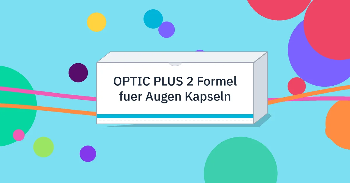 Symbolbild: Packung mit der Aufschrift OPTIC PLUS 2 Formel fuer Augen Kapseln (PZN 16942129) – Verfügbarkeit und Bezug in Apotheken in Frankfurt am Main
