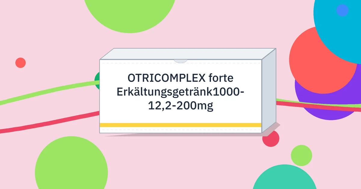Symbolbild: Packung mit der Aufschrift OTRICOMPLEX forte Erkältungsgetränk1000-12,2-200mg (PZN 19077809) – Verfügbarkeit und Bezug in Apotheken in Frankfurt am Main