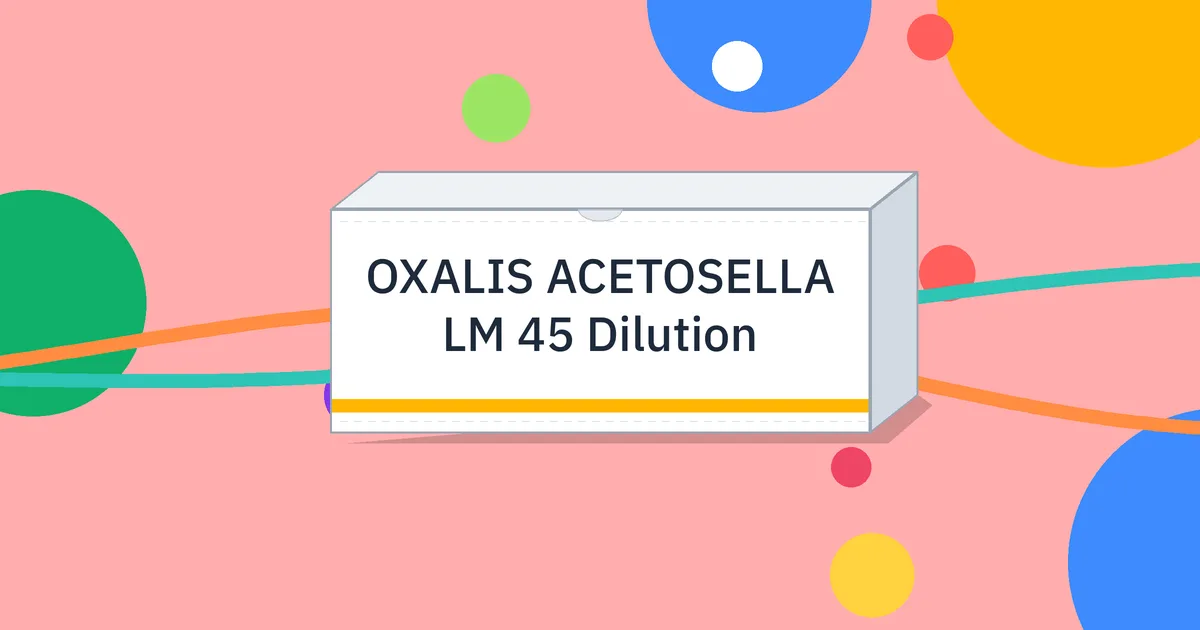 Symbolbild: Packung mit der Aufschrift OXALIS ACETOSELLA LM 45 Dilution (PZN 13629194) – Verfügbarkeit und Bezug in Apotheken in Frankfurt am Main