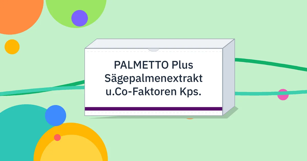 Symbolbild: Packung mit der Aufschrift PALMETTO Plus Sägepalmenextrakt u.Co-Faktoren Kps. (PZN 17016382) – Verfügbarkeit und Bezug in Apotheken in Frankfurt am Main