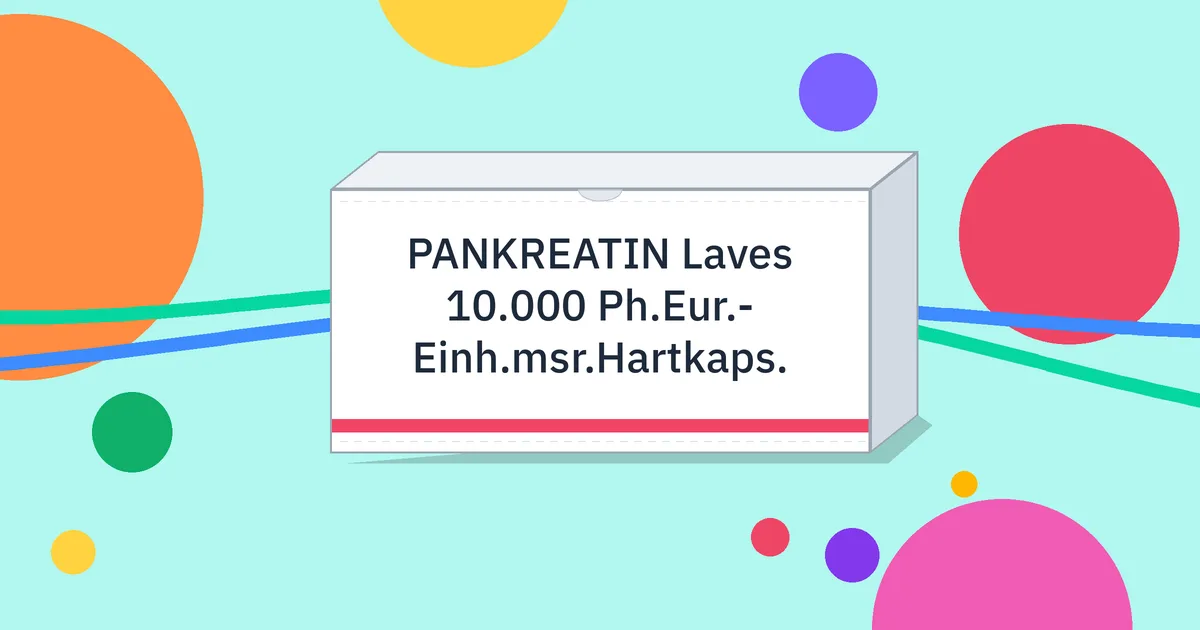 Symbolbild: Packung mit der Aufschrift PANKREATIN Laves 10.000 Ph.Eur.-Einh.msr.Hartkaps. (PZN 16134808) – Verfügbarkeit und Bezug in Apotheken in Frankfurt am Main