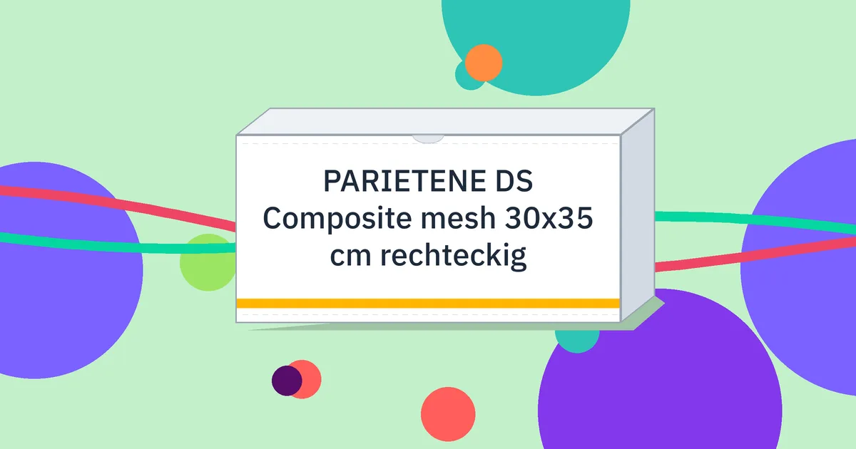 Symbolbild: Packung mit der Aufschrift PARIETENE DS Composite mesh 30x35 cm rechteckig (PZN 18258414) – Verfügbarkeit und Bezug in Apotheken in Frankfurt am Main