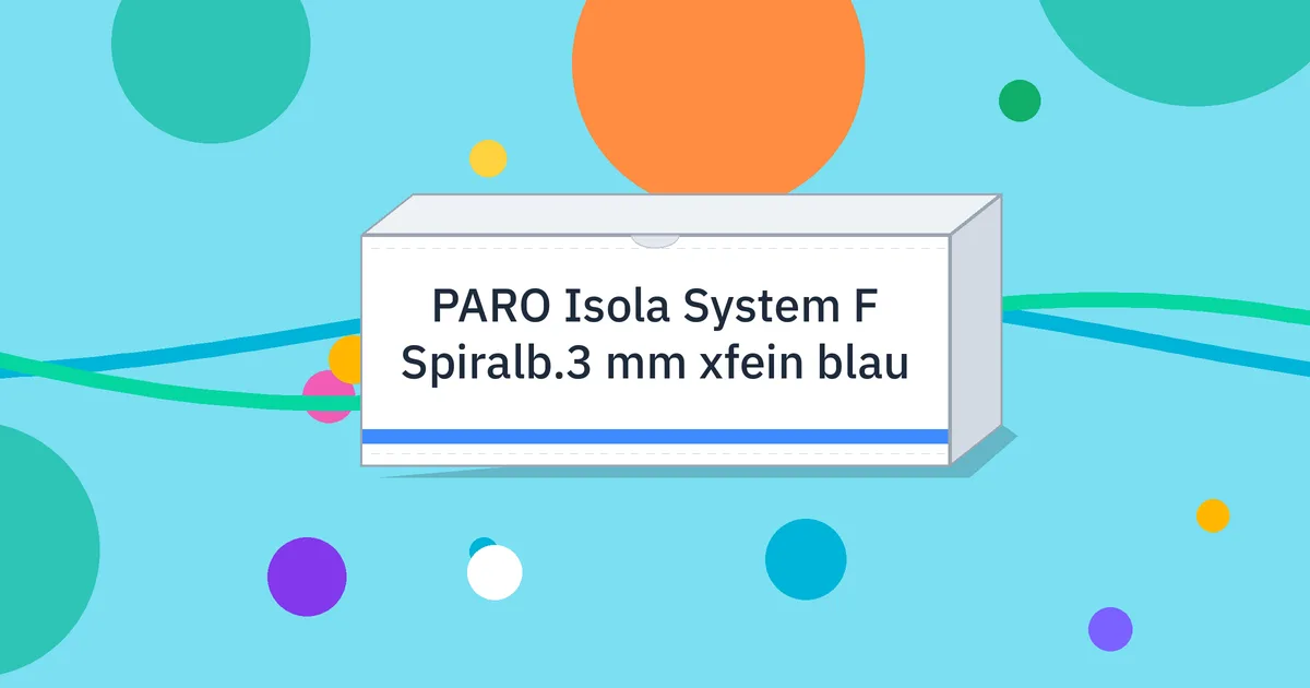 Symbolbild: Packung mit der Aufschrift PARO Isola System F Spiralb.3 mm xfein blau (PZN 07235597) – Verfügbarkeit und Bezug in Apotheken in Frankfurt am Main