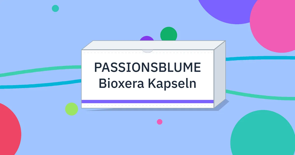 Symbolbild: Packung mit der Aufschrift PASSIONSBLUME Bioxera Kapseln (PZN 19509516) – Verfügbarkeit und Bezug in Apotheken in Frankfurt am Main