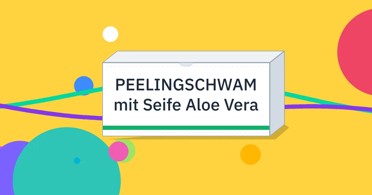 Symbolbild: Packung mit der Aufschrift PEELINGSCHWAM mit Seife Aloe Vera (PZN 16334909) – Verfügbarkeit und Bezug in Apotheken in Frankfurt am Main