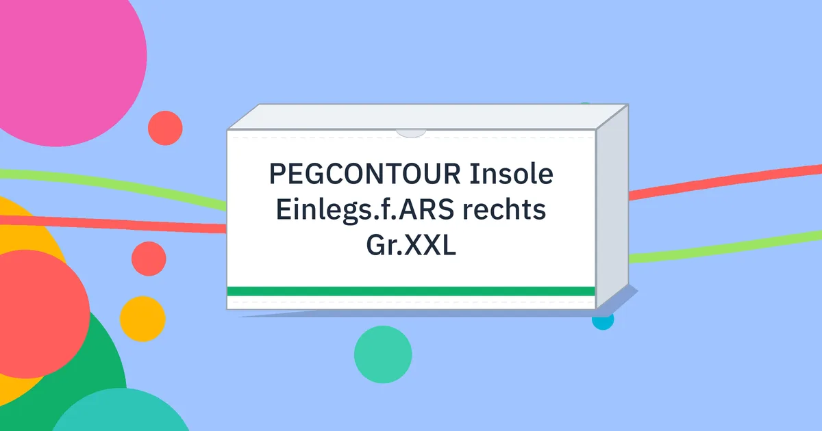 Symbolbild: Packung mit der Aufschrift PEGCONTOUR Insole Einlegs.f.ARS rechts Gr.XXL (PZN 14255790) – Verfügbarkeit und Bezug in Apotheken in Frankfurt am Main