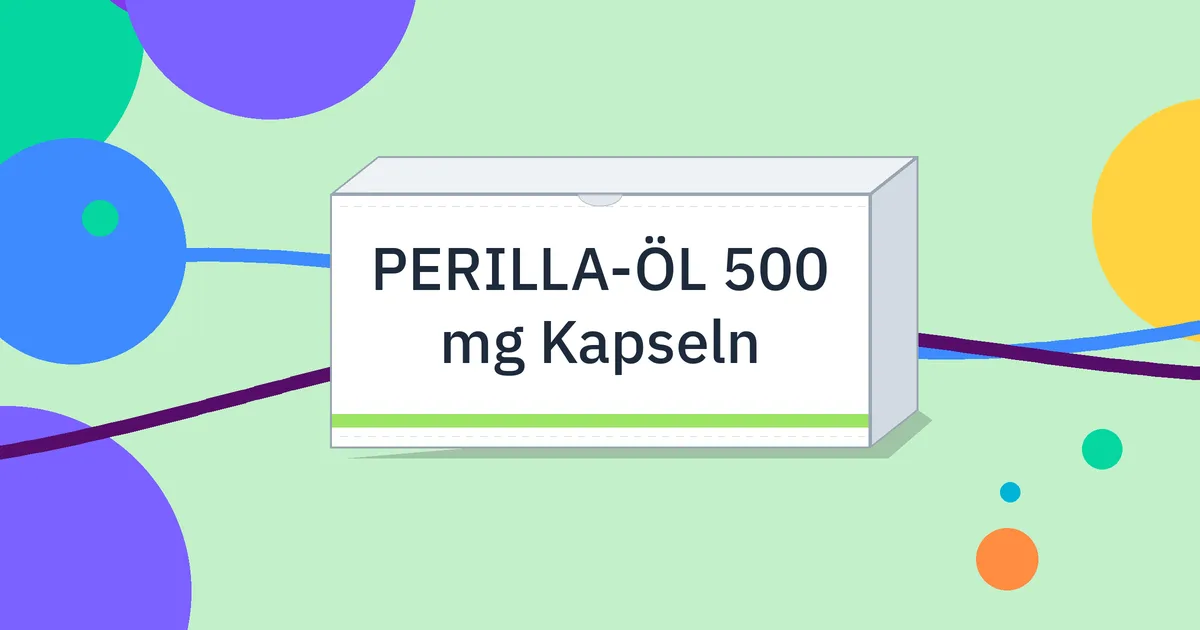 Symbolbild: Packung mit der Aufschrift PERILLA-ÖL 500 mg Kapseln (PZN 15871870) – Verfügbarkeit und Bezug in Apotheken in Frankfurt am Main