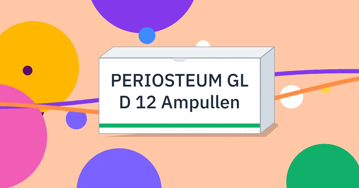 Symbolbild: Packung mit der Aufschrift PERIOSTEUM GL D 12 Ampullen (PZN 02831768) – Verfügbarkeit und Bezug in Apotheken in Frankfurt am Main