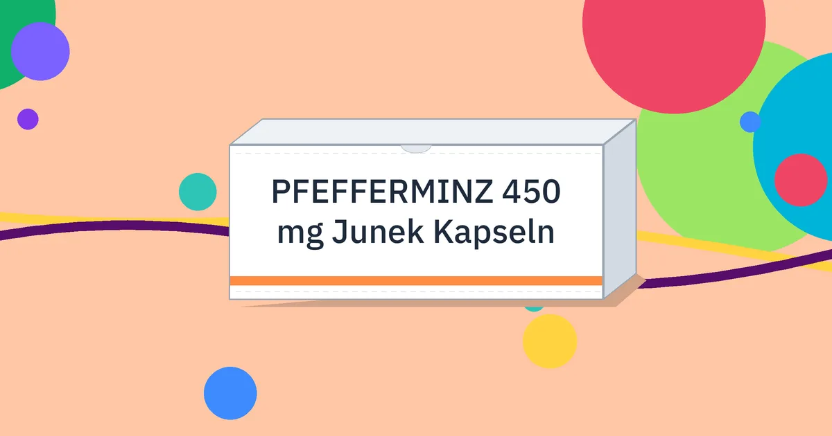 Symbolbild: Packung mit der Aufschrift PFEFFERMINZ 450 mg Junek Kapseln (PZN 10053078) – Verfügbarkeit und Bezug in Apotheken in Frankfurt am Main