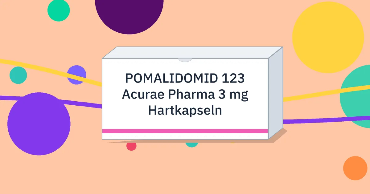 Symbolbild: Packung mit der Aufschrift POMALIDOMID 123 Acurae Pharma 3 mg Hartkapseln (PZN 19412277) – Verfügbarkeit und Bezug in Apotheken in Frankfurt am Main