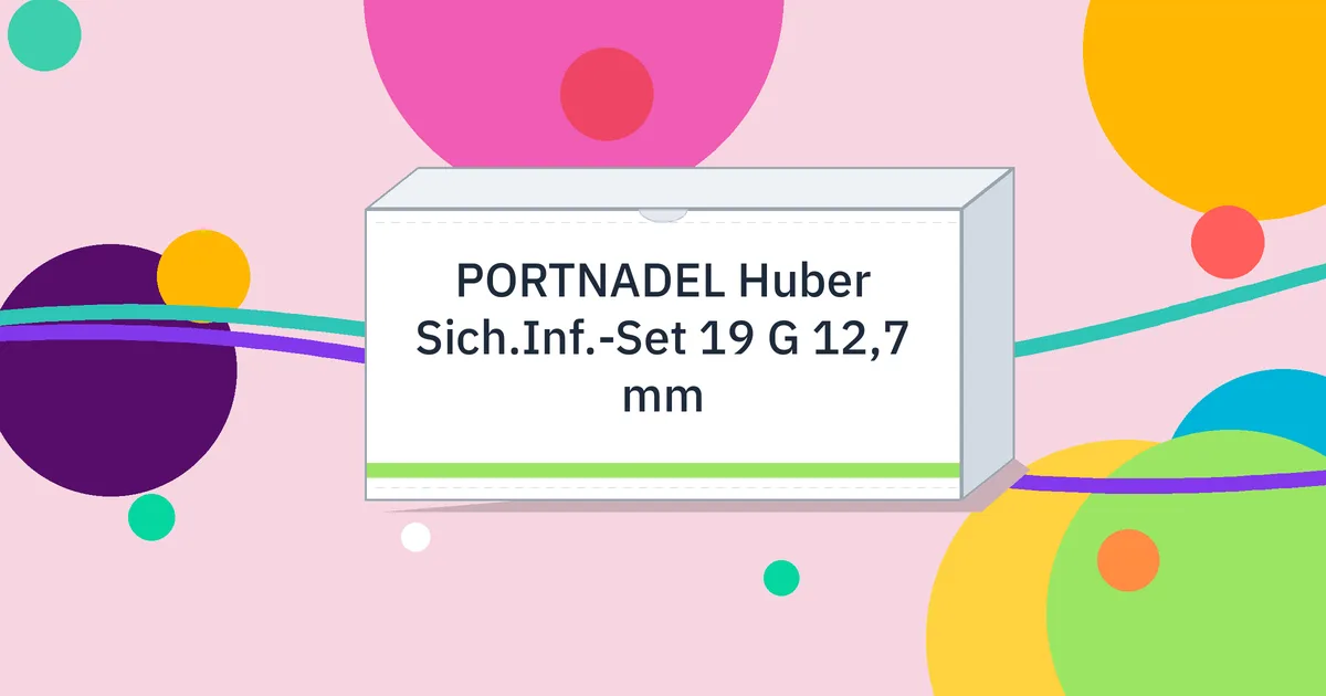 Symbolbild: Packung mit der Aufschrift PORTNADEL Huber Sich.Inf.-Set 19 G 12,7 mm (PZN 16037169) – Verfügbarkeit und Bezug in Apotheken in Frankfurt am Main