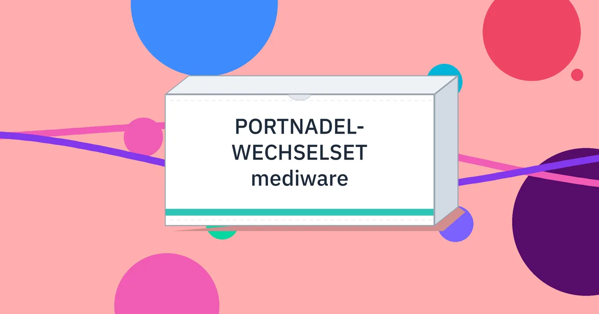 Symbolbild: Packung mit der Aufschrift PORTNADEL-WECHSELSET mediware (PZN 19150162) – Verfügbarkeit und Bezug in Apotheken in Frankfurt am Main
