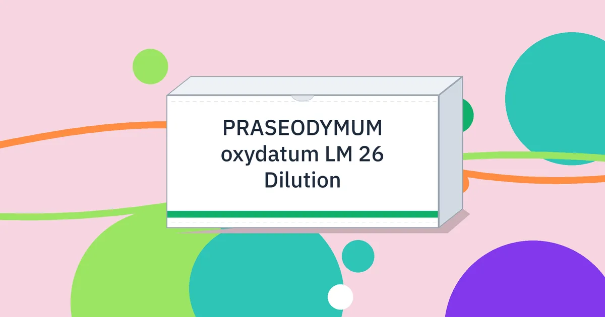 Symbolbild: Packung mit der Aufschrift PRASEODYMUM oxydatum LM 26 Dilution (PZN 13666746) – Verfügbarkeit und Bezug in Apotheken in Frankfurt am Main