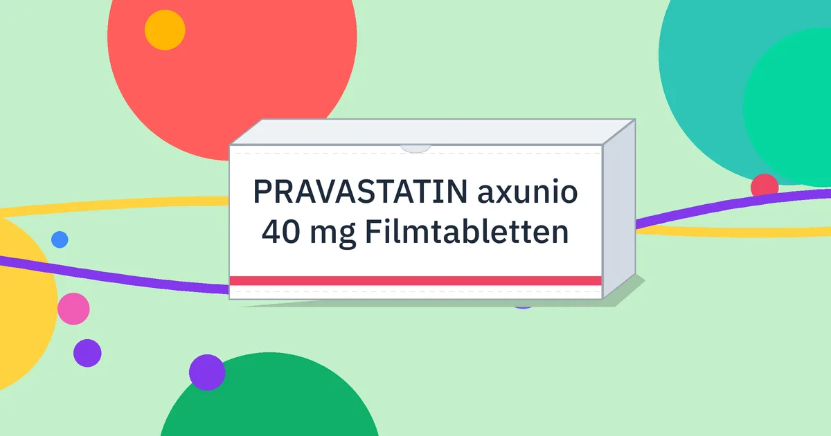 Symbolbild: Packung mit der Aufschrift PRAVASTATIN axunio 40 mg Filmtabletten (PZN 19289517) – Verfügbarkeit und Bezug in Apotheken in Frankfurt am Main