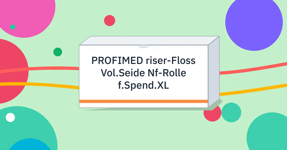 Symbolbild: Packung mit der Aufschrift PROFIMED riser-Floss Vol.Seide Nf-Rolle f.Spend.XL (PZN 16588774) – Verfügbarkeit und Bezug in Apotheken in Frankfurt am Main