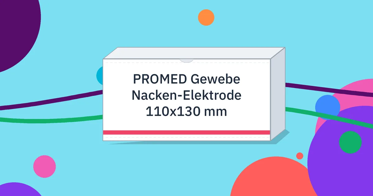 Symbolbild: Packung mit der Aufschrift PROMED Gewebe Nacken-Elektrode 110x130 mm (PZN 18132630) – Verfügbarkeit und Bezug in Apotheken in Frankfurt am Main