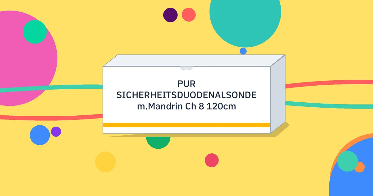 Symbolbild: Packung mit der Aufschrift PUR SICHERHEITSDUODENALSONDE m.Mandrin Ch 8 120cm (PZN 13230196) – Verfügbarkeit und Bezug in Apotheken in Frankfurt am Main